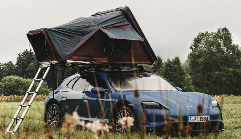 The Porsche Roof Tent Experience Allows You To Camp On Top of a Taycan ...